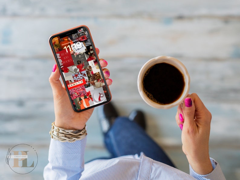 Red Aesthetic Digital Vision Board Template Red Vision Board Phone ...