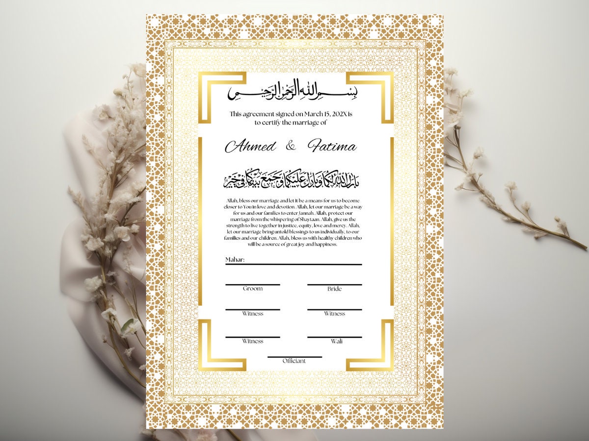 Luxury Nikkah Contract Digital Download Nikkah Certificate Digital Download Nikah Contract ...