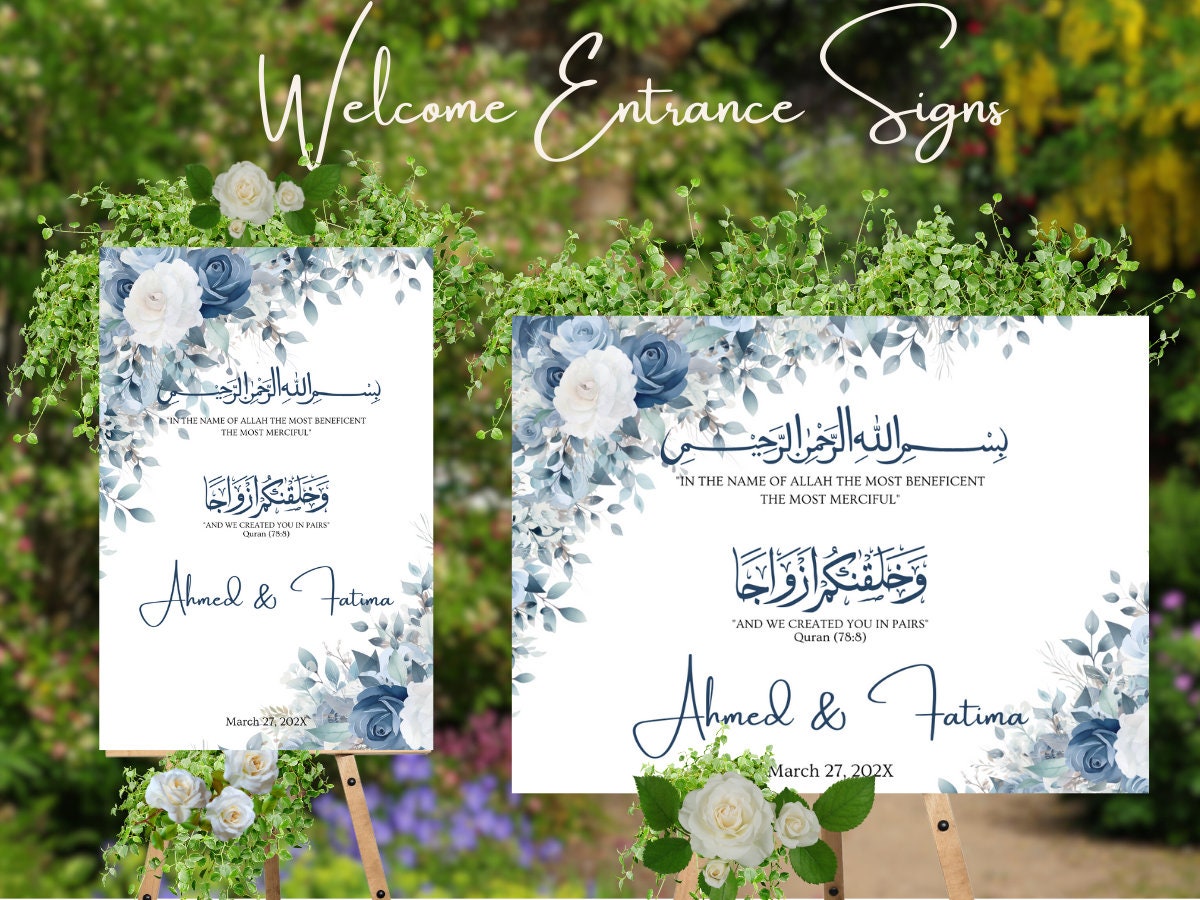 Nikkah Template Bundle DUSTY BLUE Digital Nikkah Invite Muslim Wedding ...