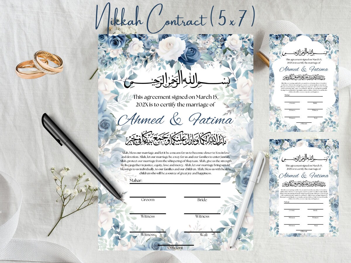 Nikkah Template Bundle DUSTY BLUE Digital Nikkah Invite Muslim Wedding ...