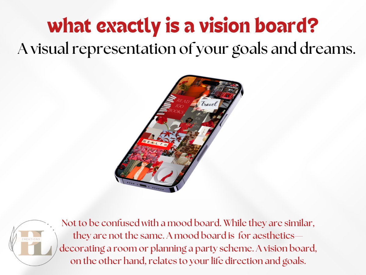 Red Aesthetic Digital Vision Board Template Red Vision Board Phone ...