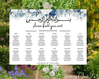 Nikkah Seating Chart DUSTY ROSE Template Muslim Wedding Seating Chart ...