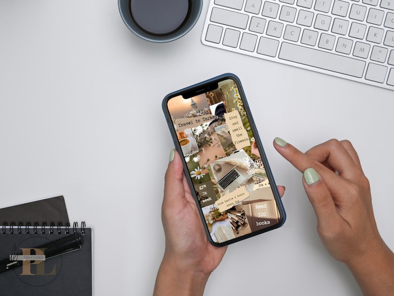 Green Aesthetic Vision Board Phone Wallpaper Nature Digital Vision ...