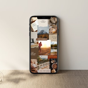 Fall Vision Board Phone Wallpaper: Beige & Brown Canva Template ...