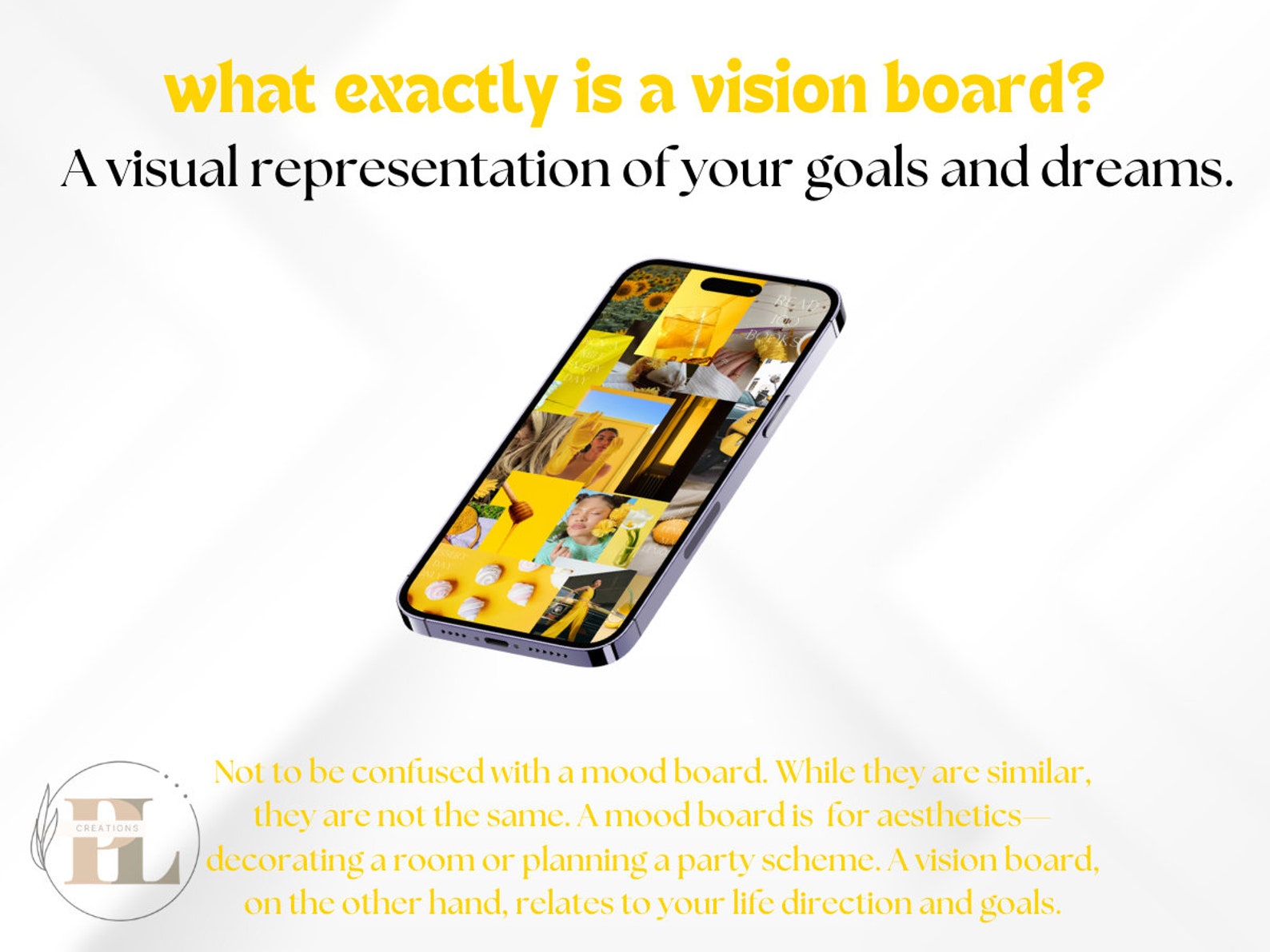 Yellow Aesthetic Digital Vision Board Template Yellow Vision Board ...
