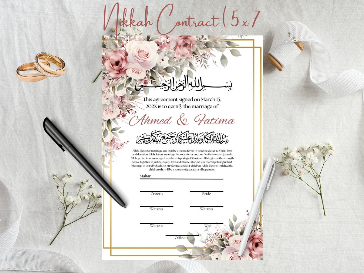 Nikkah Template Bundle DUSTY ROSE Nikah Nama Printable Nikah Wedding ...