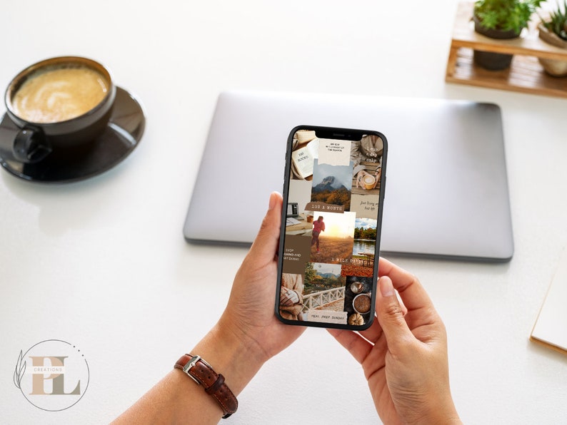 Fall Vision Board Phone Wallpaper: Beige & Brown Canva Template ...