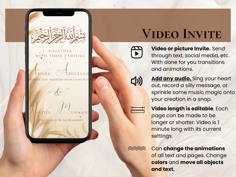 Boho Digital Nikah Invitation Template Bohemian Animated Video Invite ...
