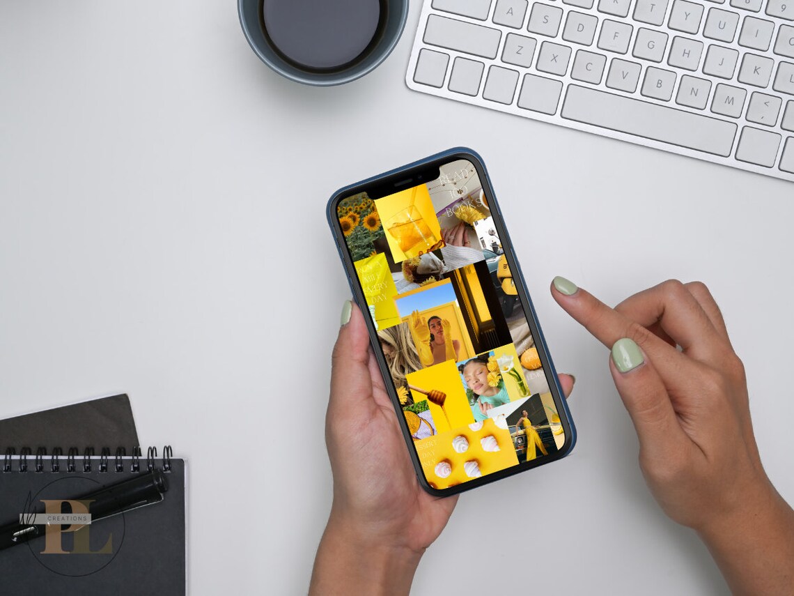 Yellow Aesthetic Digital Vision Board Template Yellow Vision Board ...