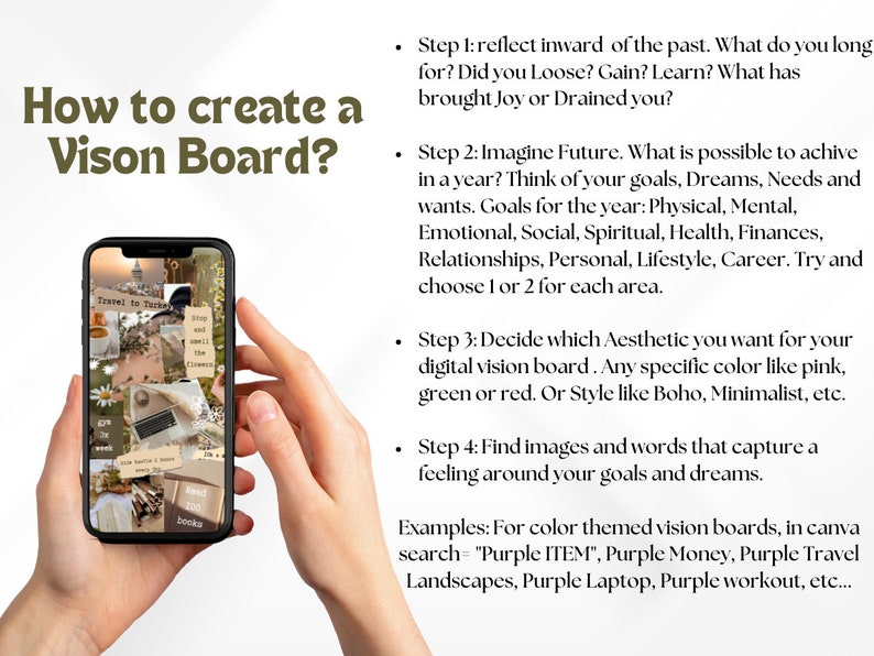 Green Aesthetic Vision Board Phone Wallpaper Nature Digital Vision ...