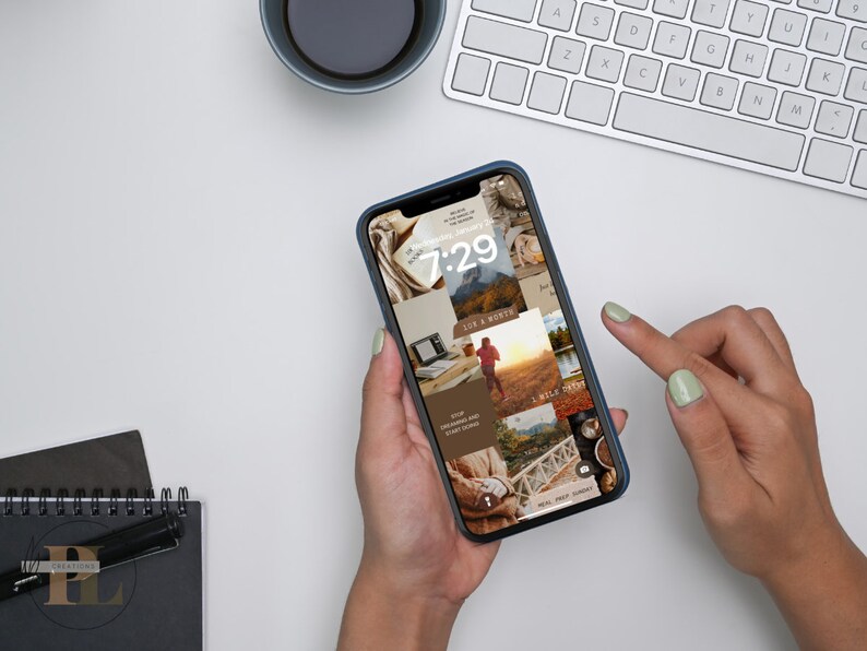 Fall Vision Board Phone Wallpaper: Beige & Brown Canva Template ...