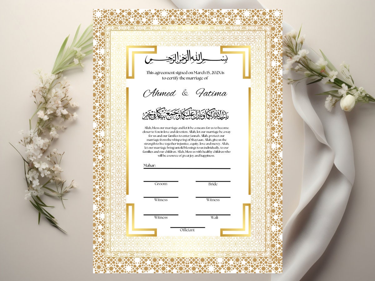 Luxury Nikkah Contract Digital Download Nikkah Certificate Digital ...