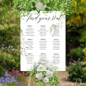 Nikkah Seating Chart Digital Template WHITE PEONY Custom Muslim Wedding ...