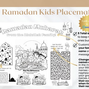 Ramadan Printable Kids Printable Placemat Ramadan Kids Craft Editable ...
