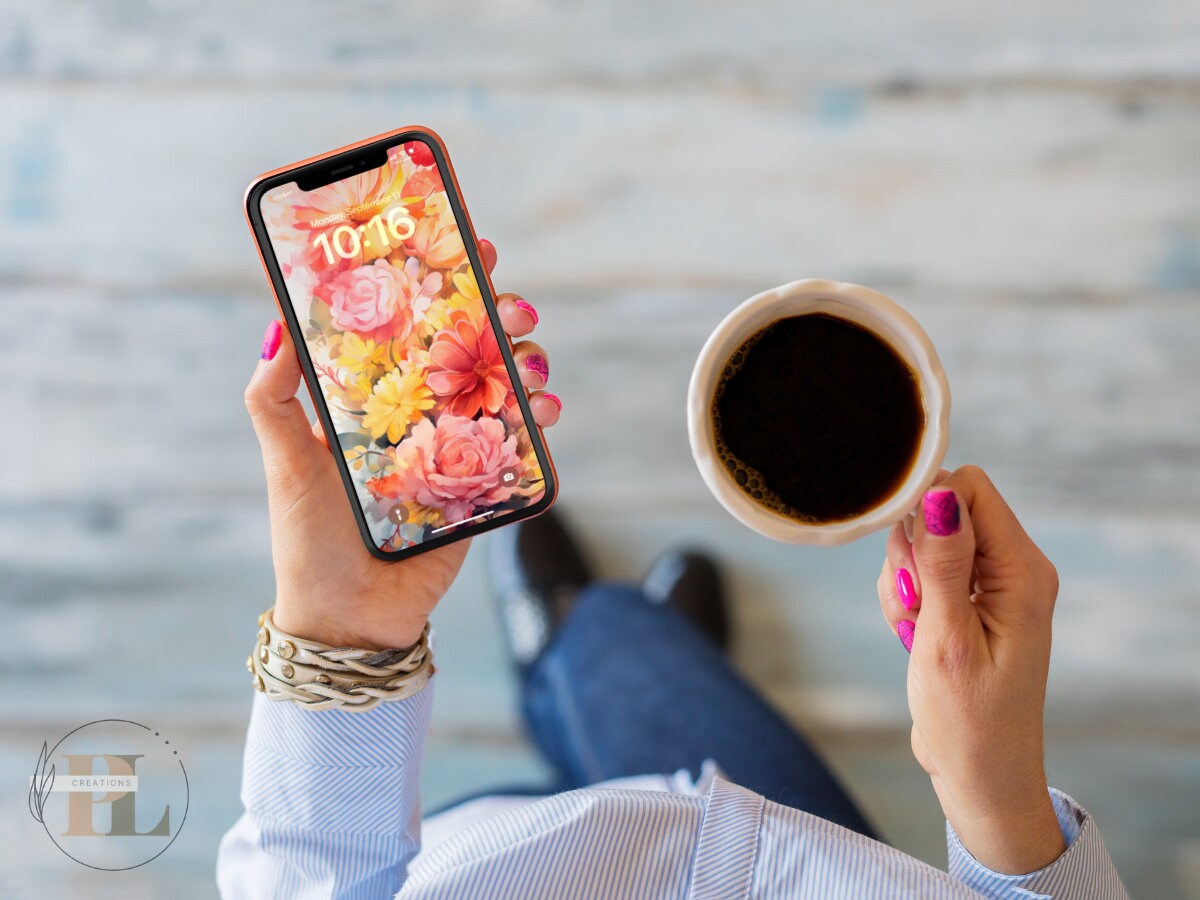 Orange and Yellow Watercolor Flowers Phone Wallpaper Floral ...