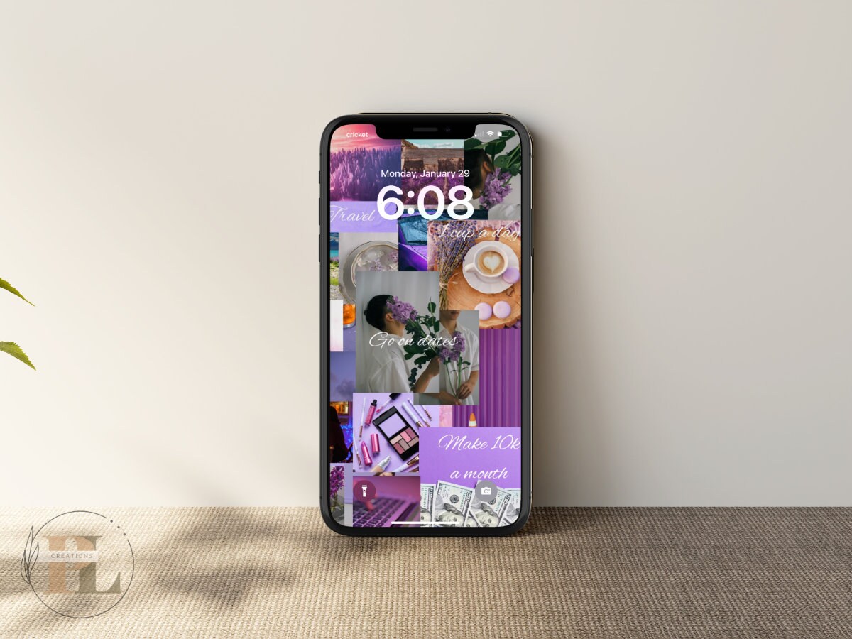 Purple Vision Board Phone Wallpaper Lilac Aesthetic Digital Vision ...