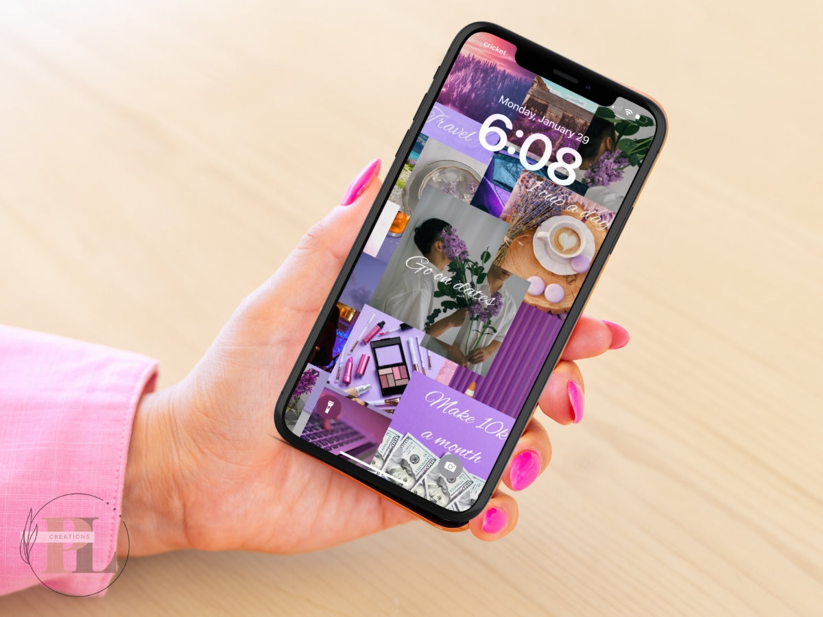 Purple Vision Board Phone Wallpaper Lilac Aesthetic Digital Vision ...