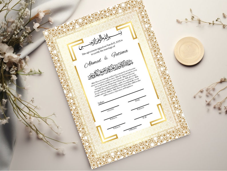 Luxury Nikkah Contract Digital Download Nikkah Certificate Digital Download Nikah Contract ...