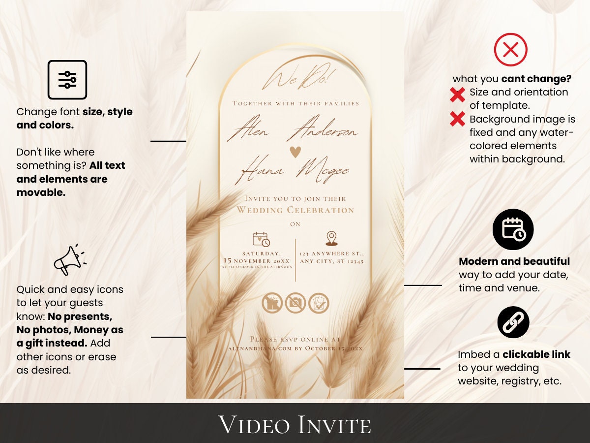 Modern Boho Wedding Invite Boho Wedding Invites Boho Modern Boho ...