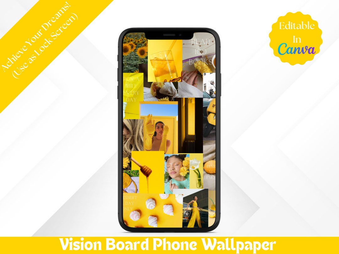 Yellow Aesthetic Digital Vision Board Template Yellow Vision Board ...
