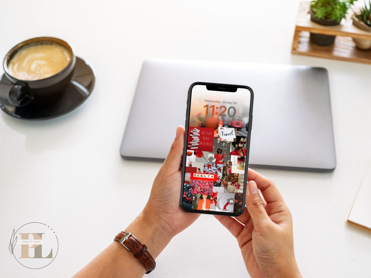 Red Aesthetic Digital Vision Board Template Red Vision Board Phone ...