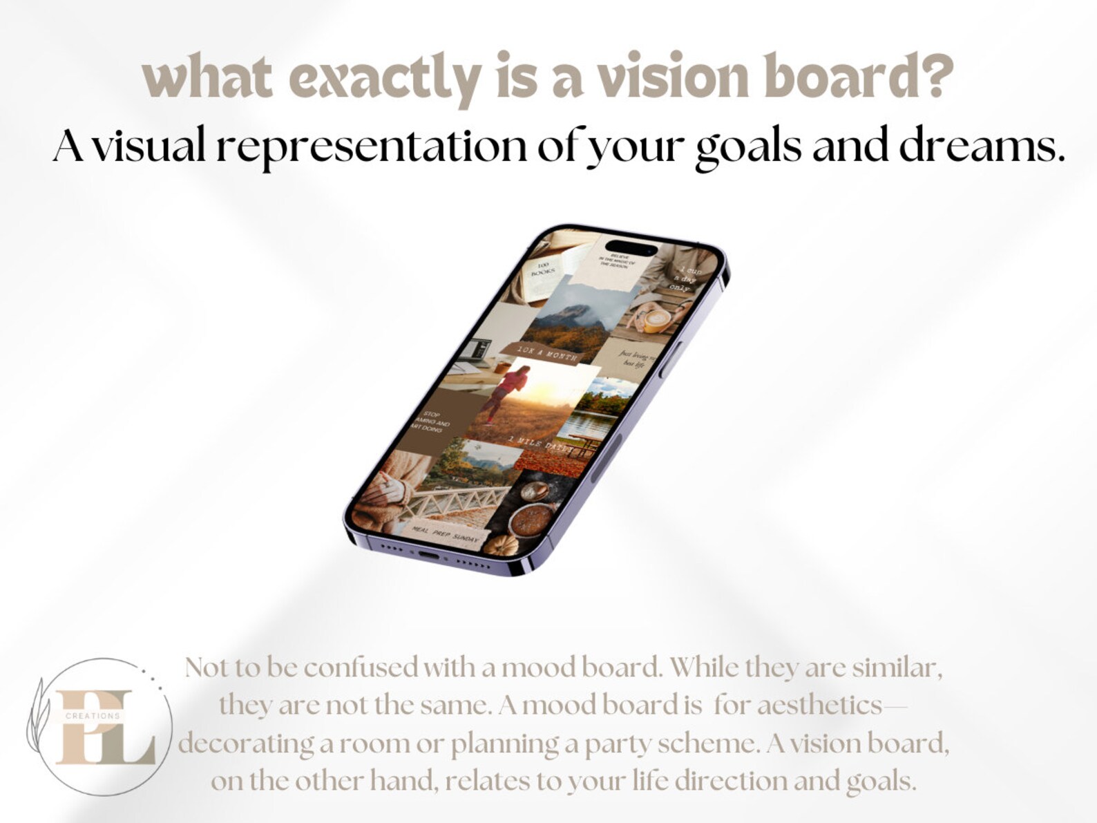 Fall Beige and Brown Digital Vision Board Template Brown Vision Board ...