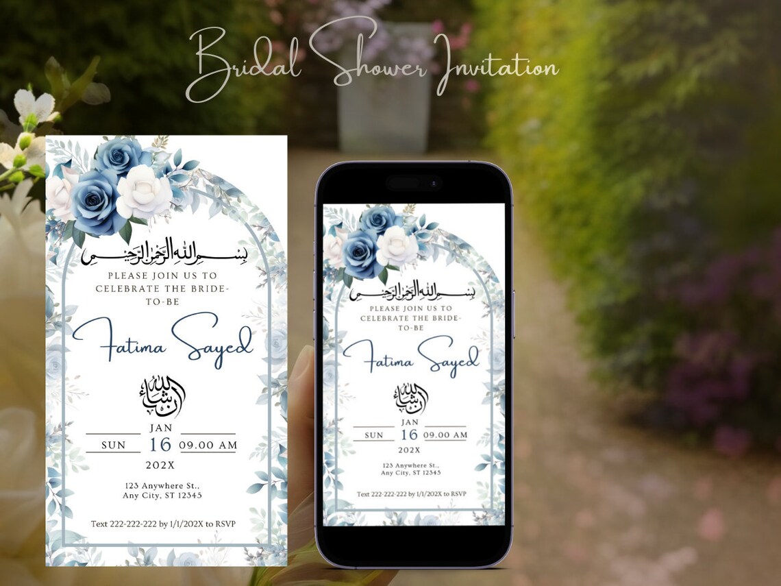 Nikkah Template Bundle DUSTY BLUE Digital Nikkah Invite Muslim Wedding ...