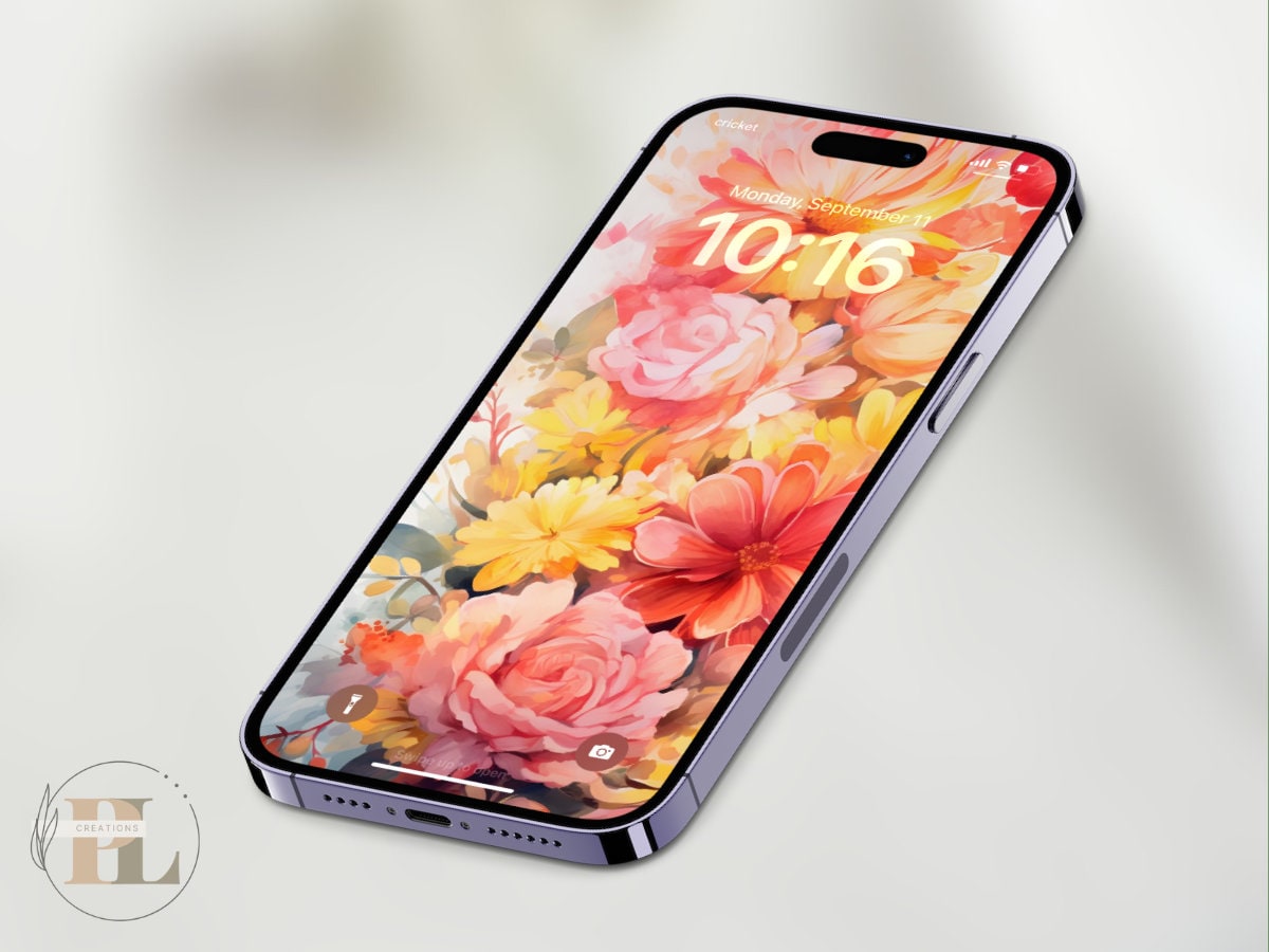 Orange and Yellow Watercolor Flowers Phone Wallpaper Floral ...