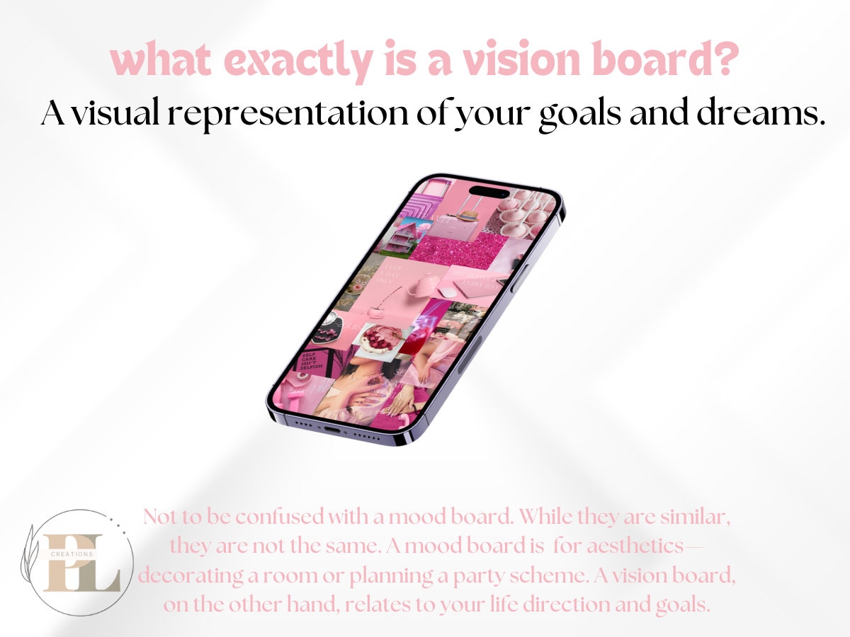 Pink Digital Vision Board Template Pink Vision Board Template Vision ...