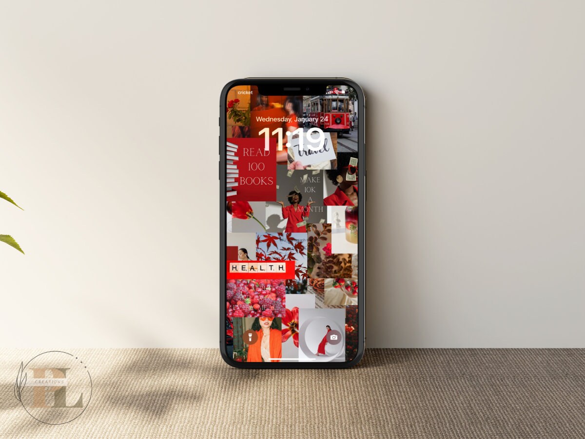 Red Aesthetic Digital Vision Board Template Red Vision Board Phone ...