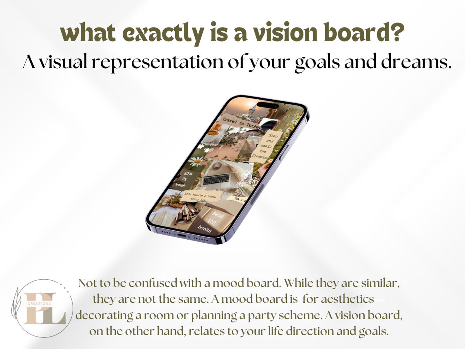 Green Aesthetic Vision Board Phone Wallpaper Nature Digital Vision ...