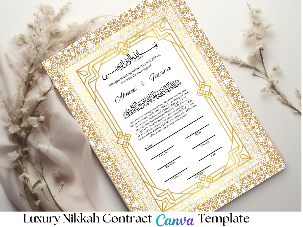 Digital Nikkah Contract Template Nikkah Certificate Digital Download ...