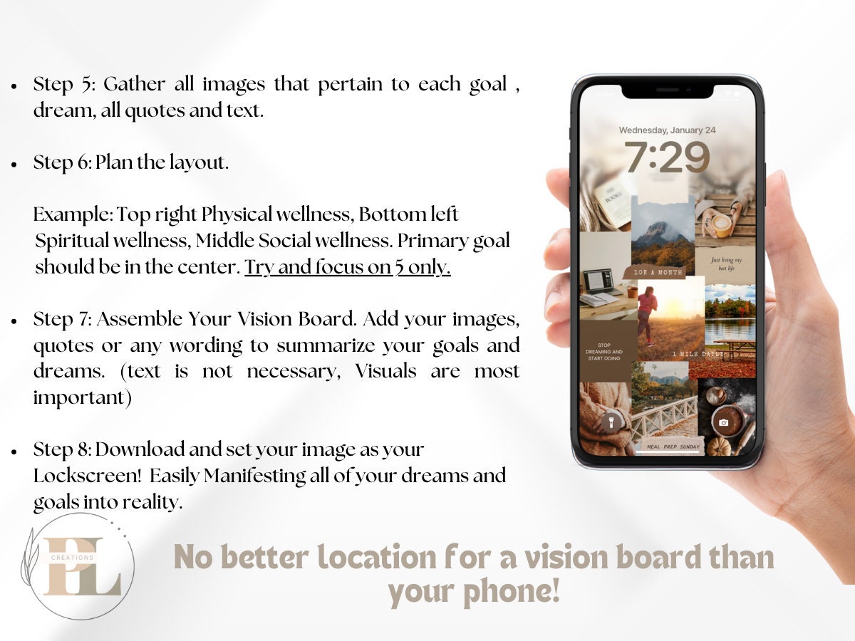 Fall Vision Board Phone Wallpaper: Beige & Brown Canva Template ...
