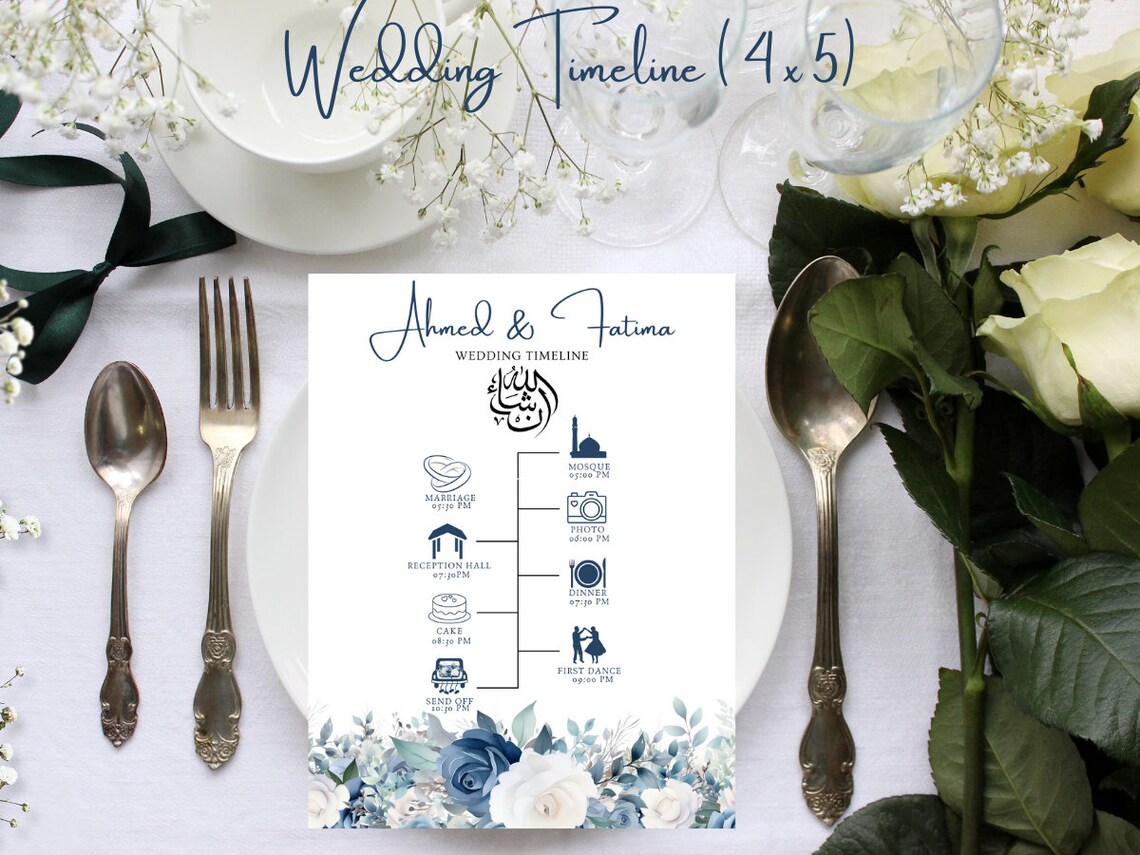 Nikkah Template Bundle DUSTY BLUE Digital Nikkah Invite Muslim Wedding ...