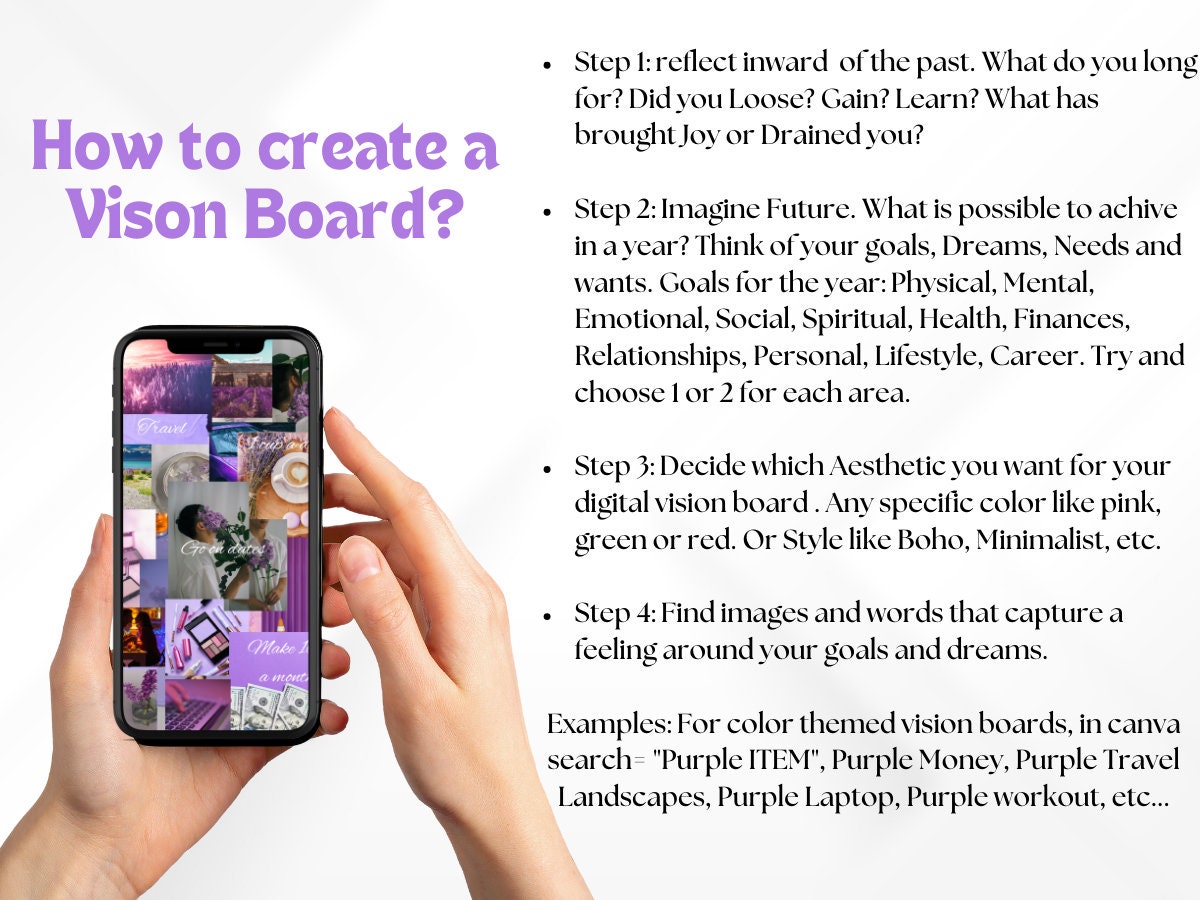 Purple Vision Board Phone Wallpaper Lilac Aesthetic Digital Vision ...