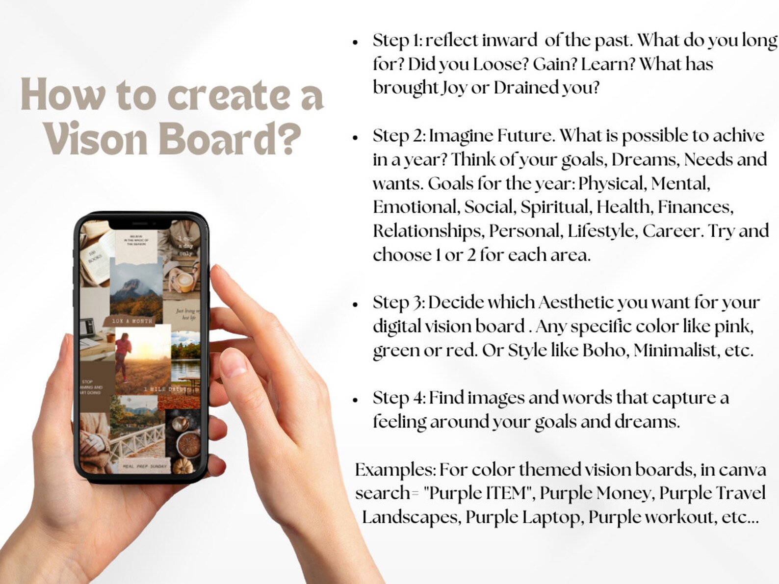 Fall Beige and Brown Digital Vision Board Template Brown Vision Board ...