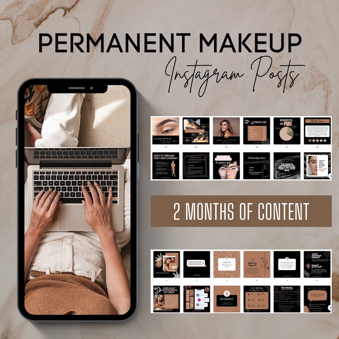 Permanent Makeup Instagram Post Templates, Editable PMU Social Media ...