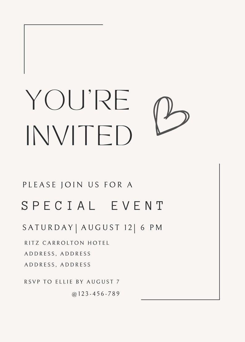 Modern Invitation Template for Parties, Special Events, Grand Opening ...