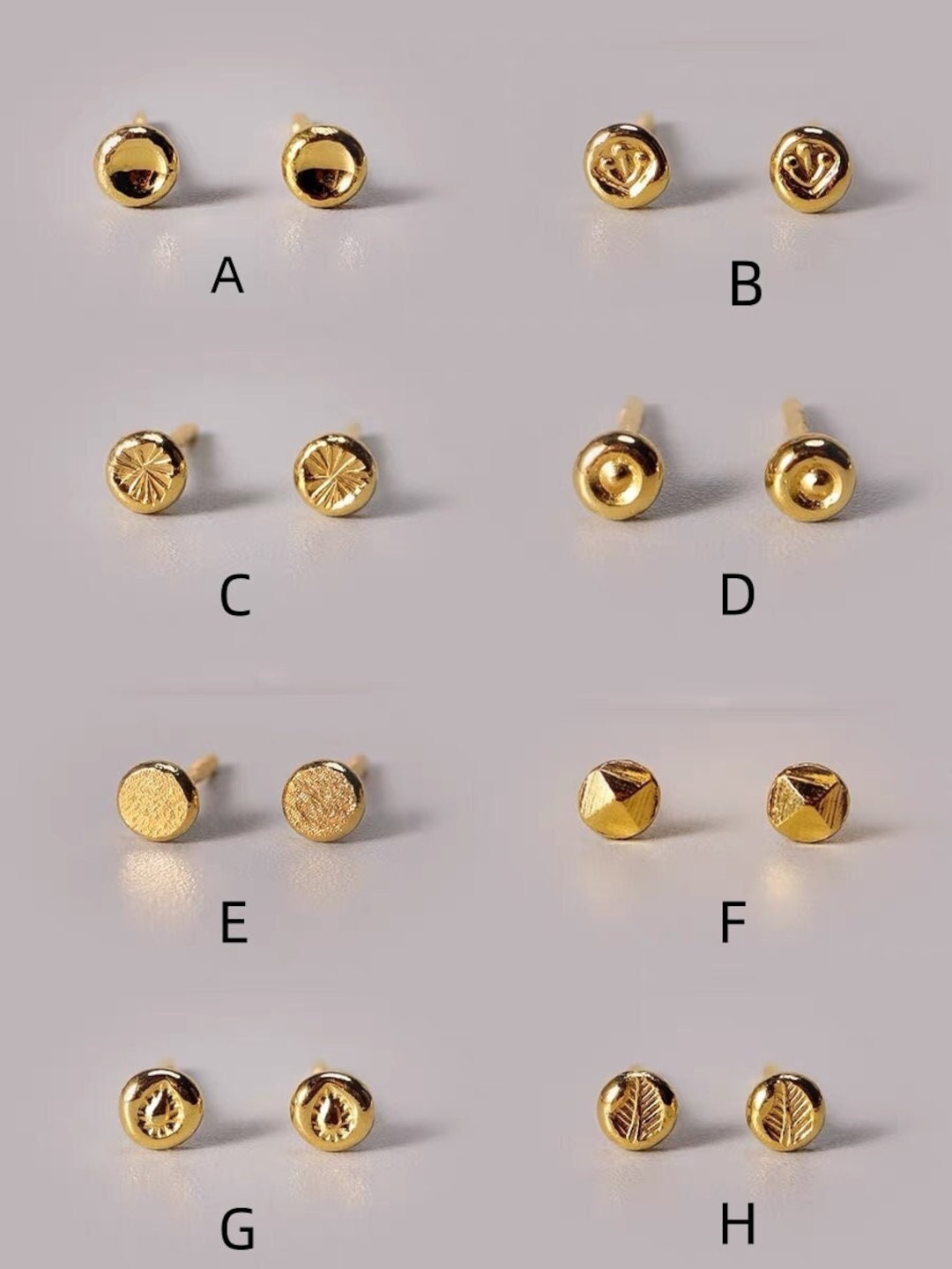 Handmade, Genuine, 99.99%, 24k Pure Gold Stud Earrings - Seamless Design, Ideal for Everyday ...