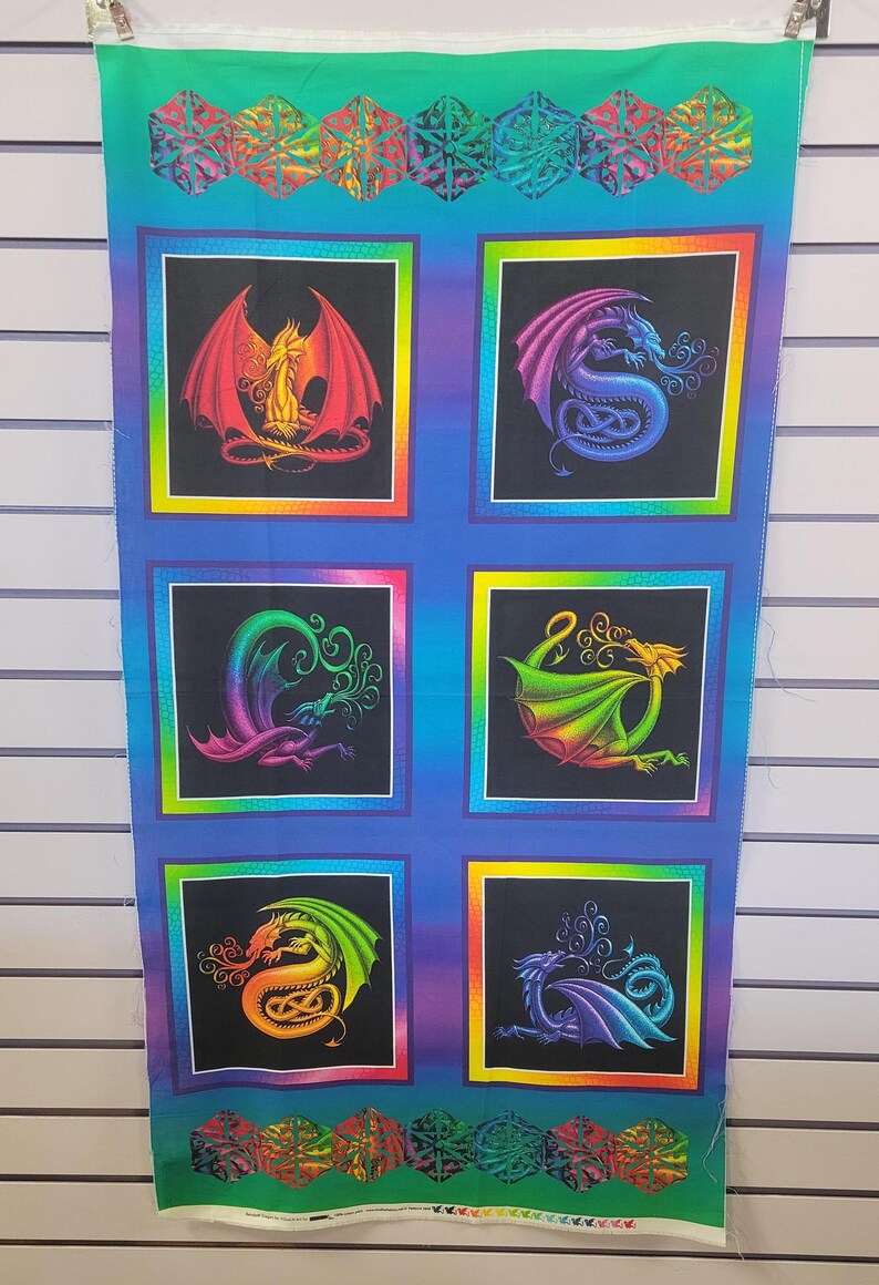 Rainbow Dragon Quilt Panel - Etsy