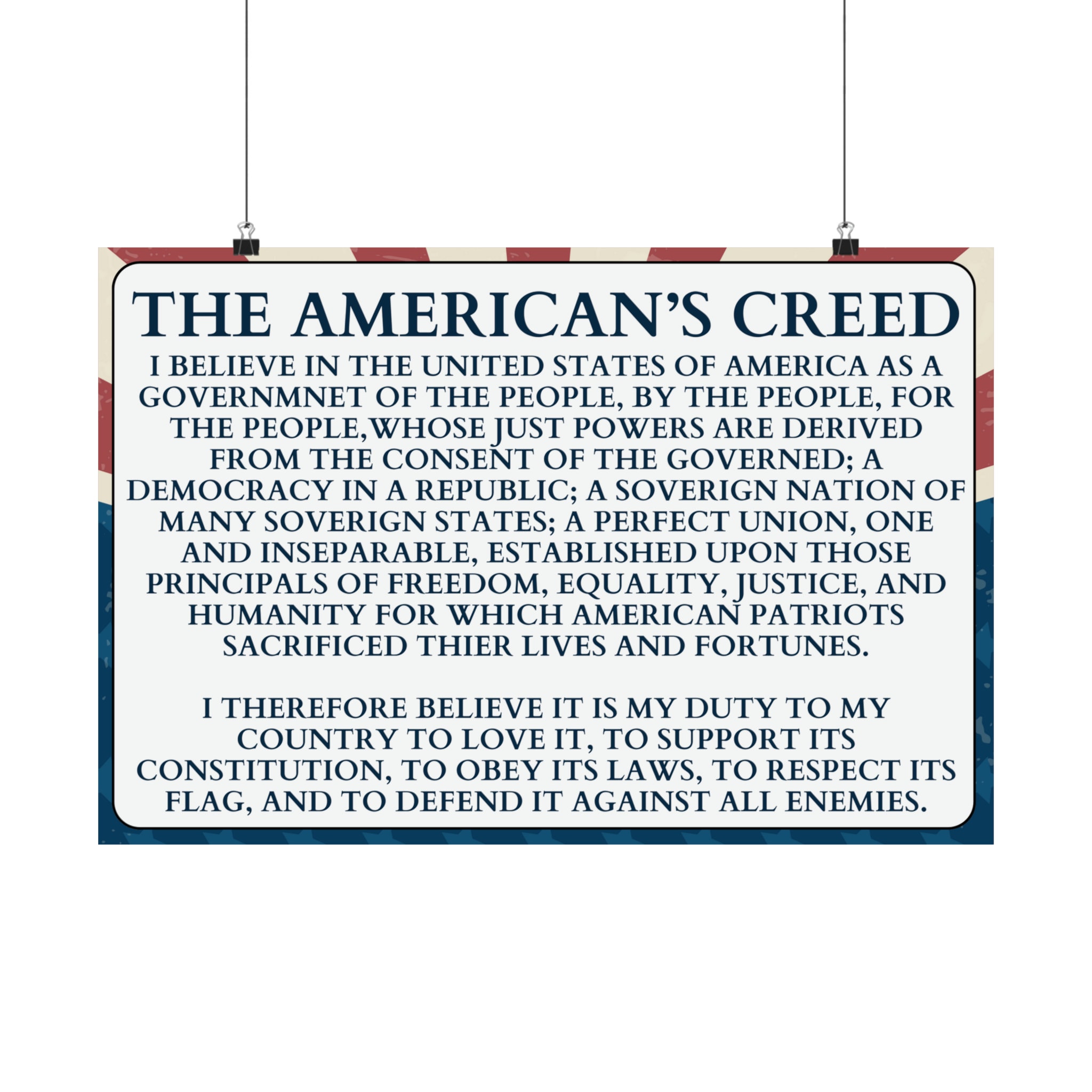 The American's Creed Poster - Etsy