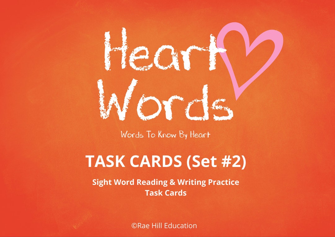 Heart Words Task Cards (set #2) | Words to Know by Heart | Printable ...