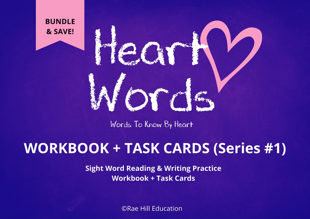 BUNDLE: Heart Words Workbook + Task Cards (series 1) | Words to Know by ...
