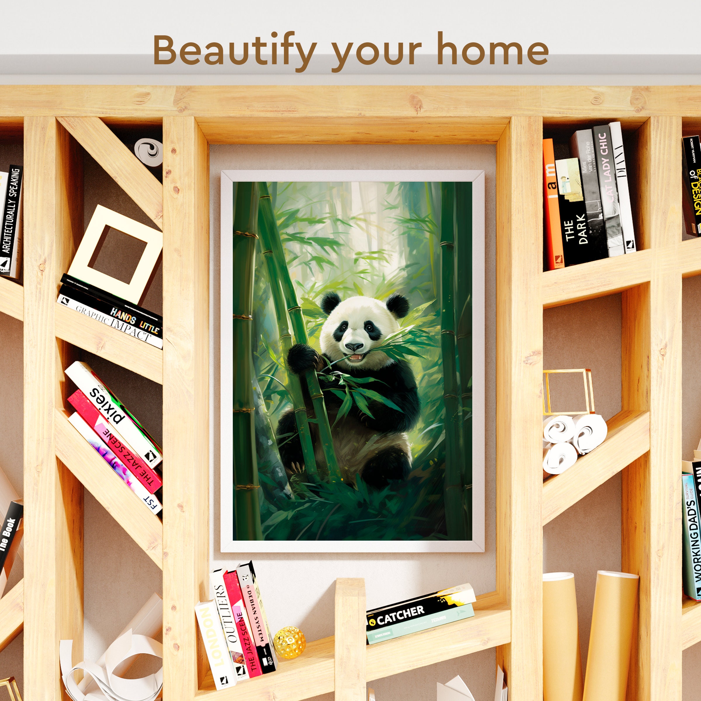 Forest Panda Eating Bamboo Poster, Funny Panda Wall Art, Panda Lover ...