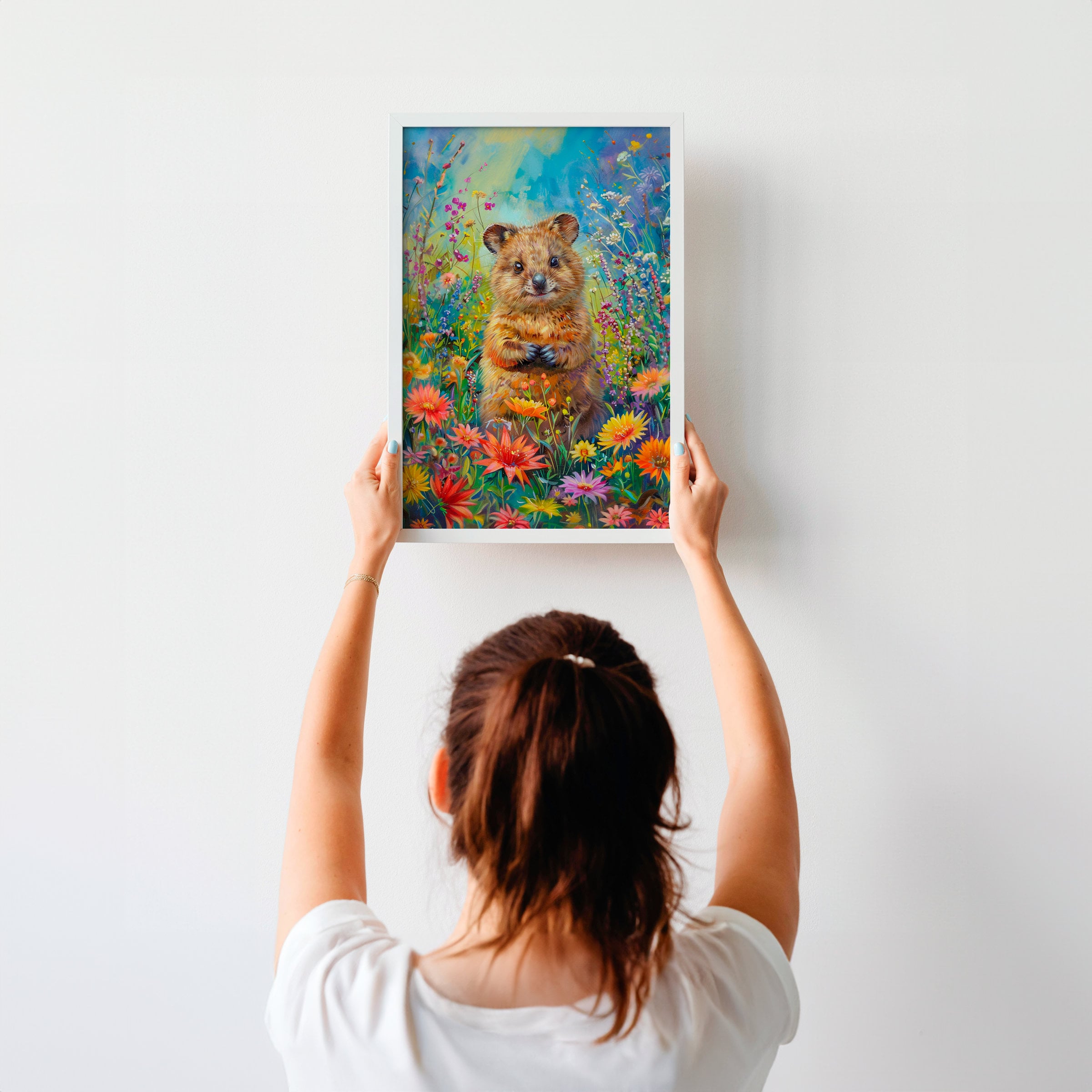 Flower Field Cute Quokka Poster, Funny Quokka Wall Art, Quokka Lover ...