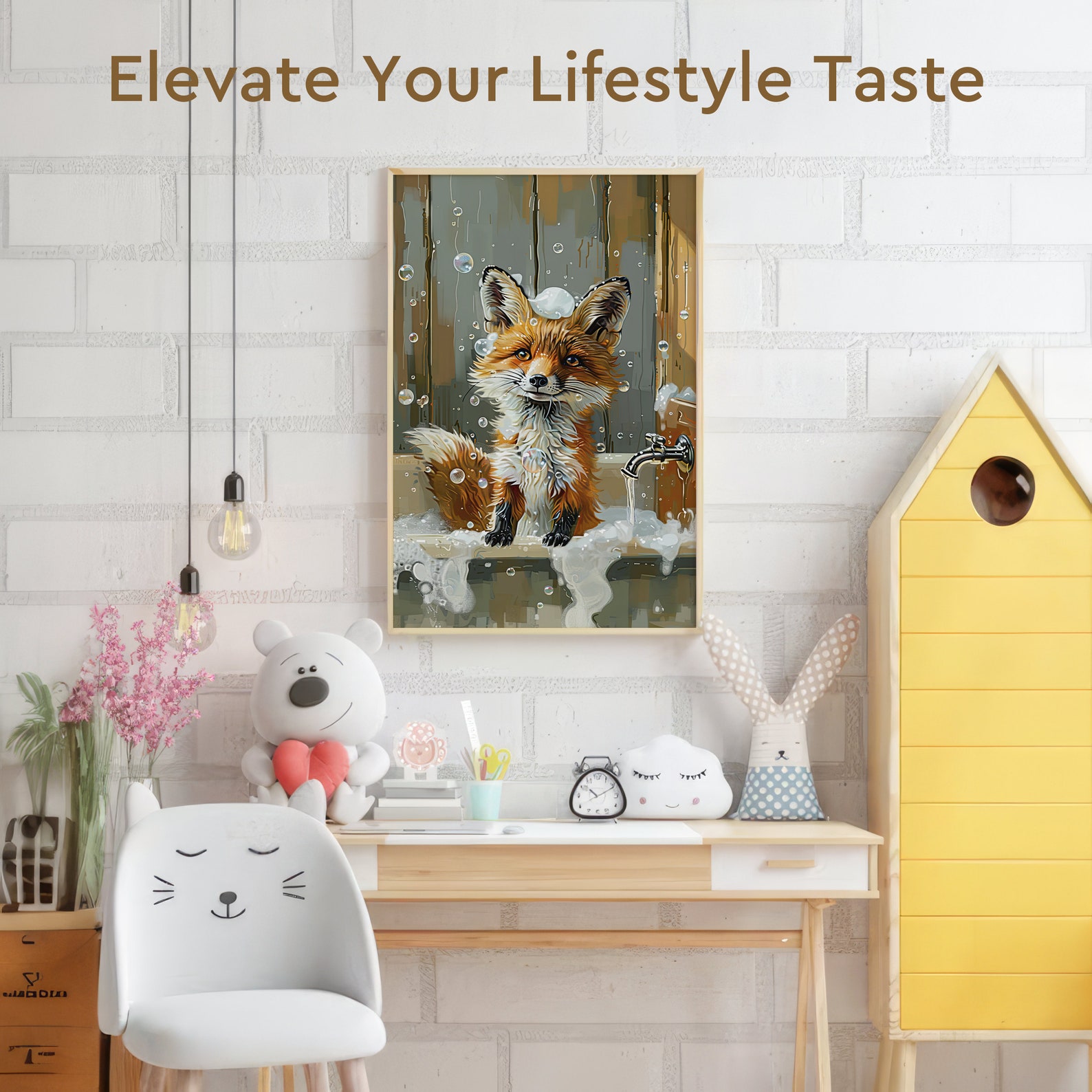 Bathtub Bubble Bath Fox Poster, Bathroom Wall Art, Fox Lover Gifts ...