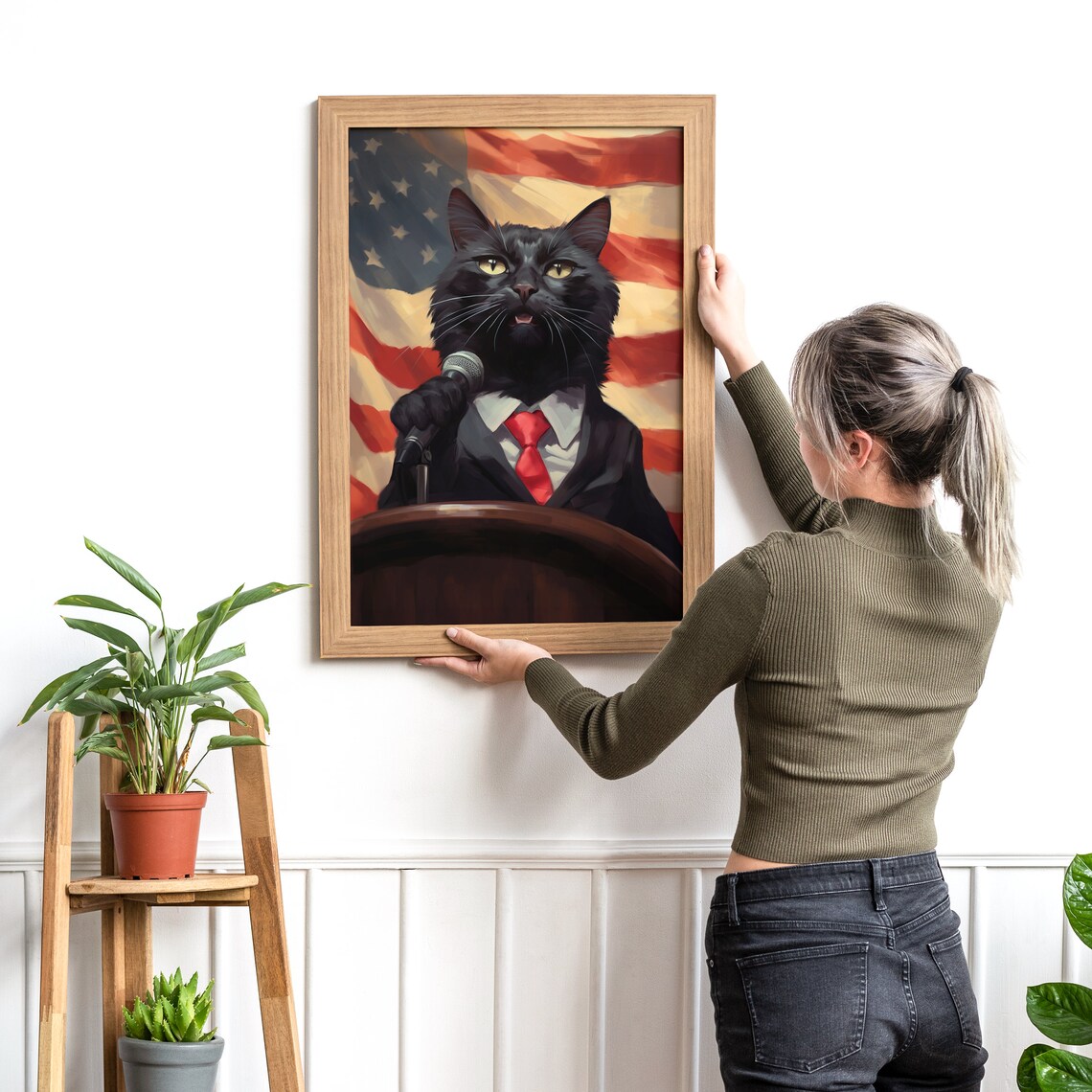 Exclusive President Black Cat Poster, Funny Kitten Wall Art, Wall Pet ...