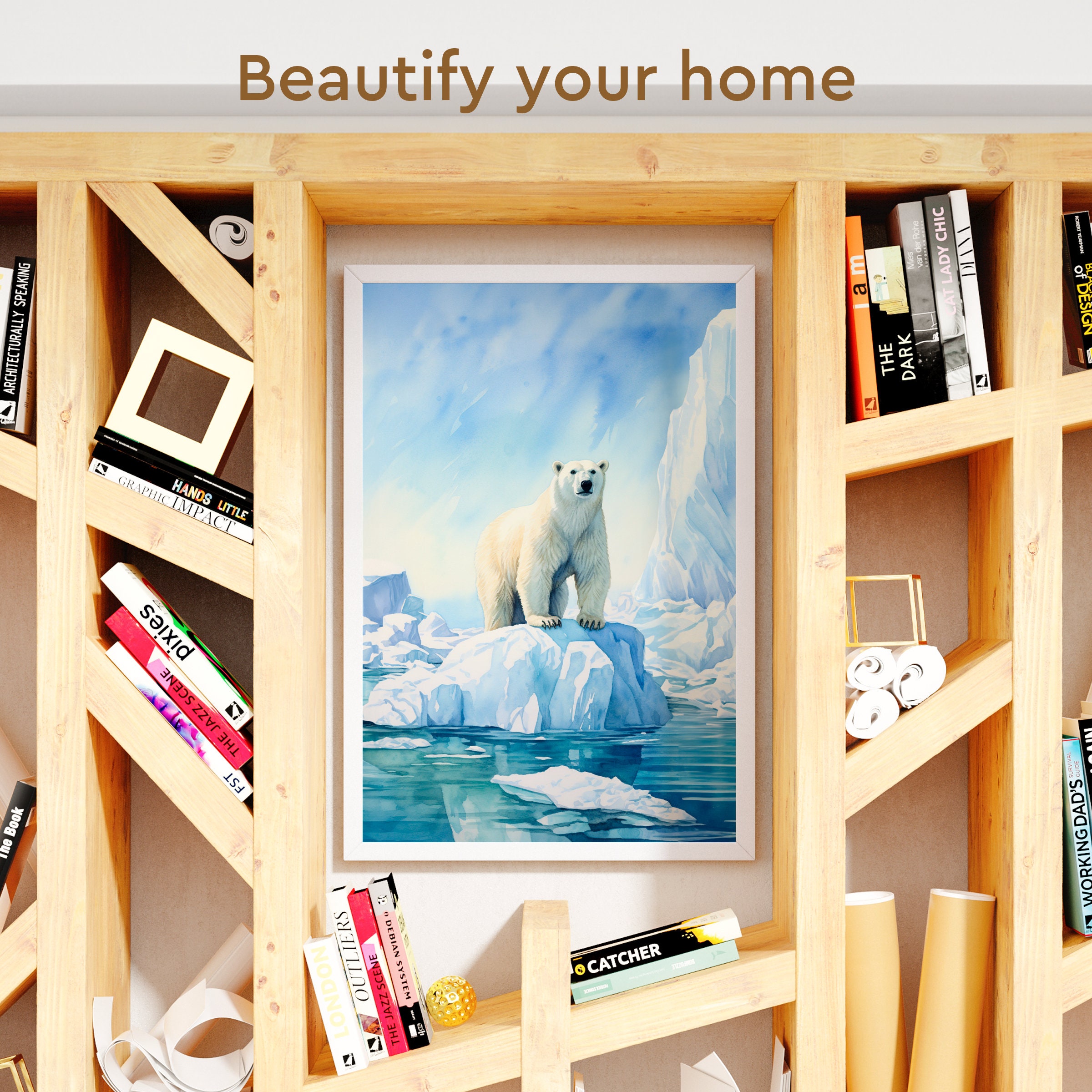 Northpole Iceberg Polar Bear Poster, Animal Home Decor, Kids Room Art ...