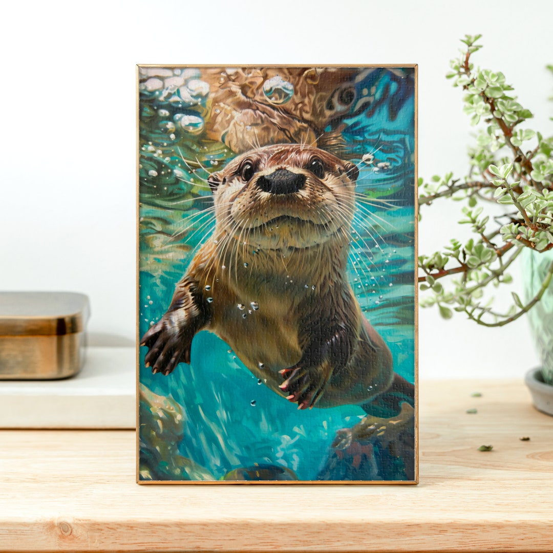 Wildlife Swimming Otter Aquarium Jigsaw Puzzle, 110/252/520/1014 Pcs ...