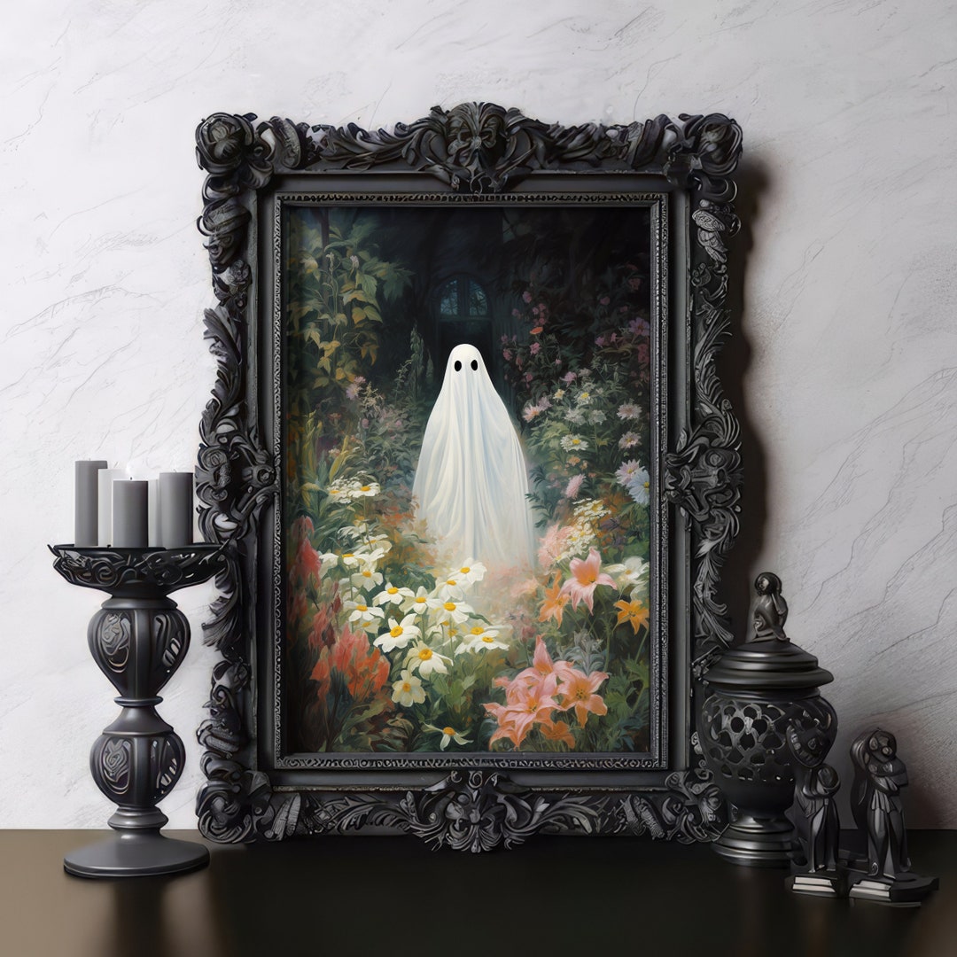 Enchanting Flowers Garden Ghost Poster, Vintage Horror Prints, Dark ...